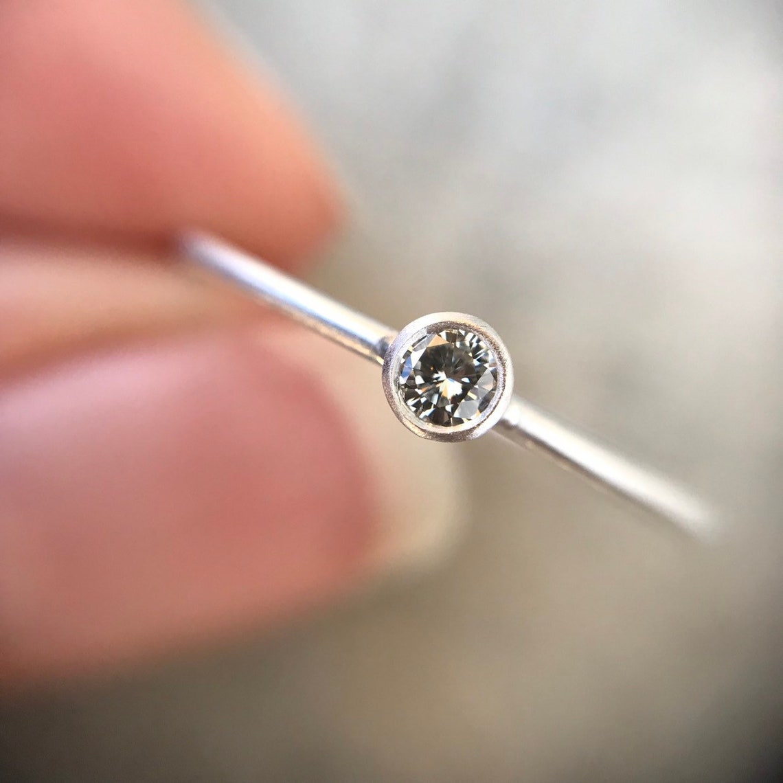 Small Diamond Ring with Slim Gold Band Best Friend Rings by | Etsy