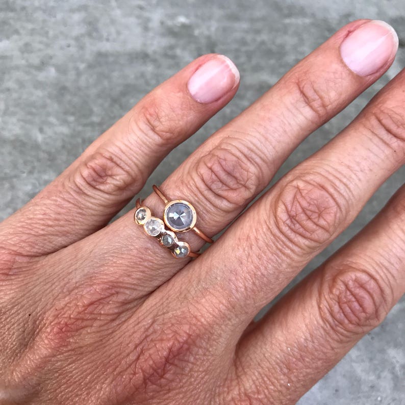 Rose Cut Diamond Ring Rustic Diamond Engagement Ring Grey | Etsy