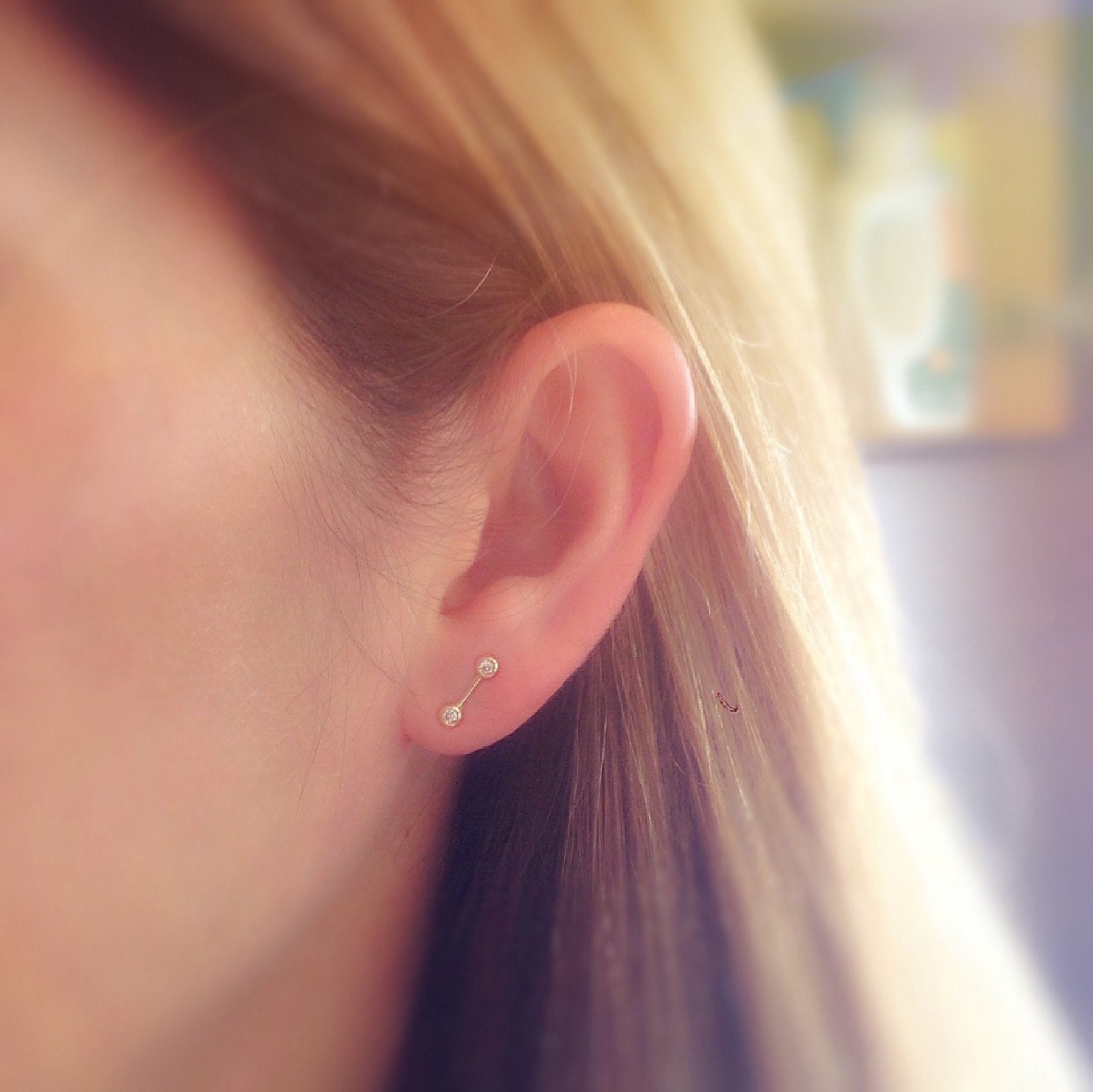 Diamond Studs Stud Earrings Stacking Earrings Birthstone - Etsy