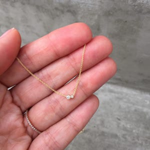 Tiny Diamond Necklace, Delicate Gold Diamond Necklace, Petite Diamond ...
