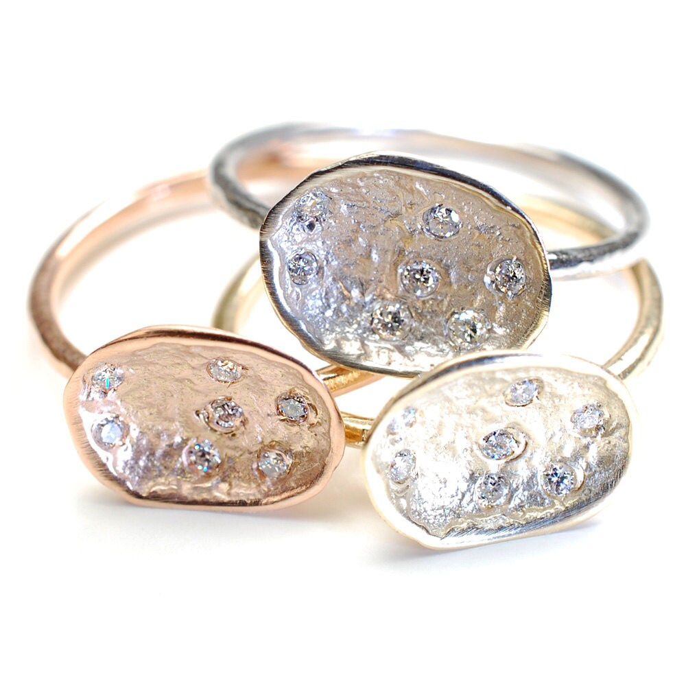 Organic Engagement Ring Diamond Ring Pod Ring Gold Diamond - Etsy