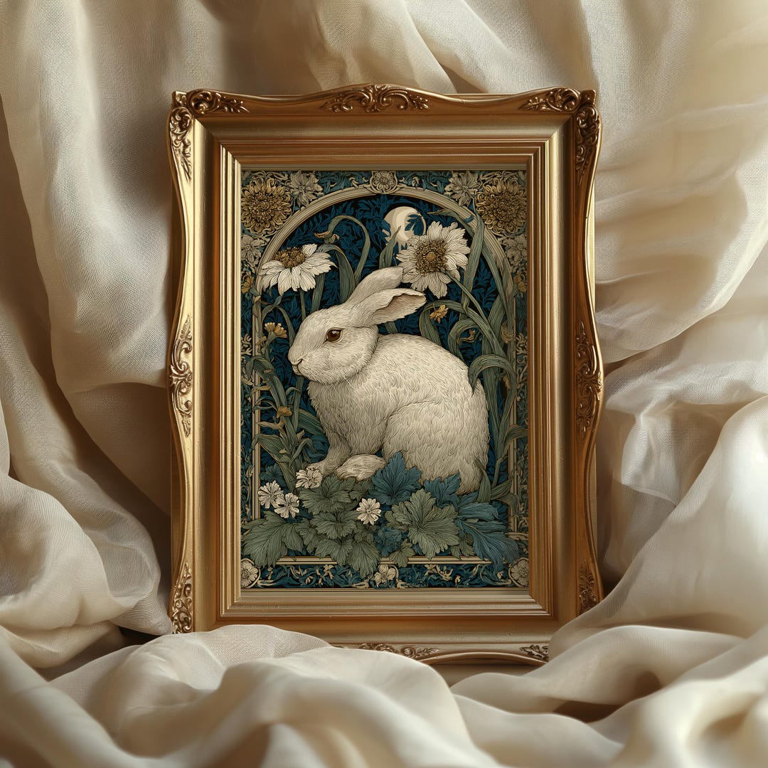 White Rabbit Wall Art: Medieval Tapestry Style - Etsy