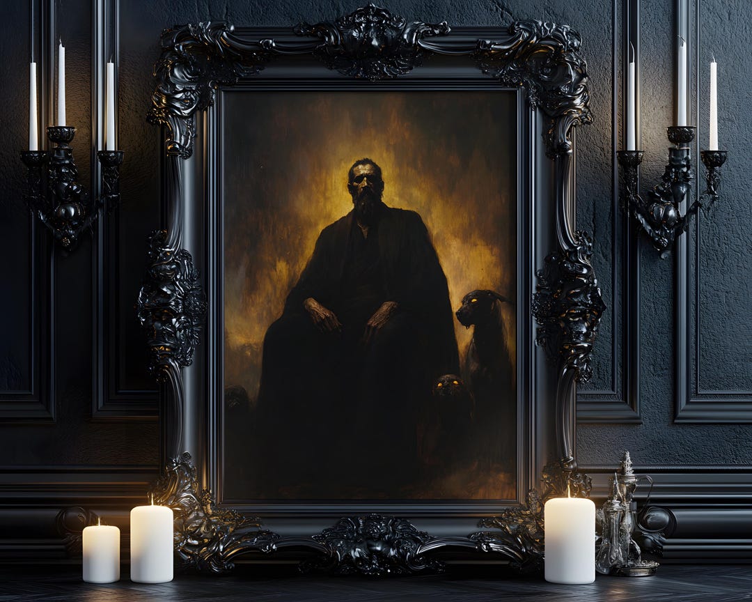 Hades Poster, Dark Mythology Art, Underworld Wall Print, Gothic God ...