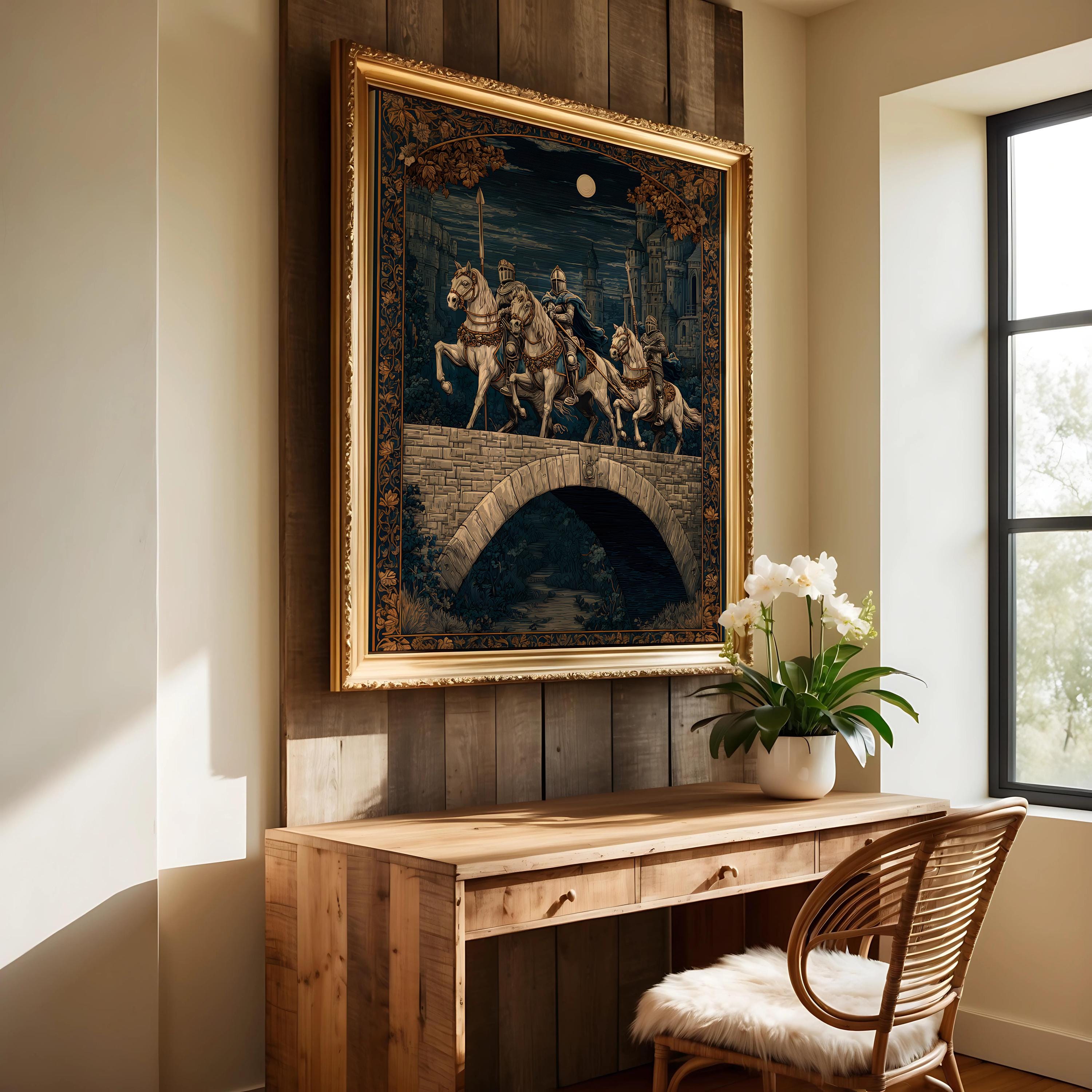 Medieval Knights Tapestry Art Print: Vintage Chivalry Artwork, Gothic ...
