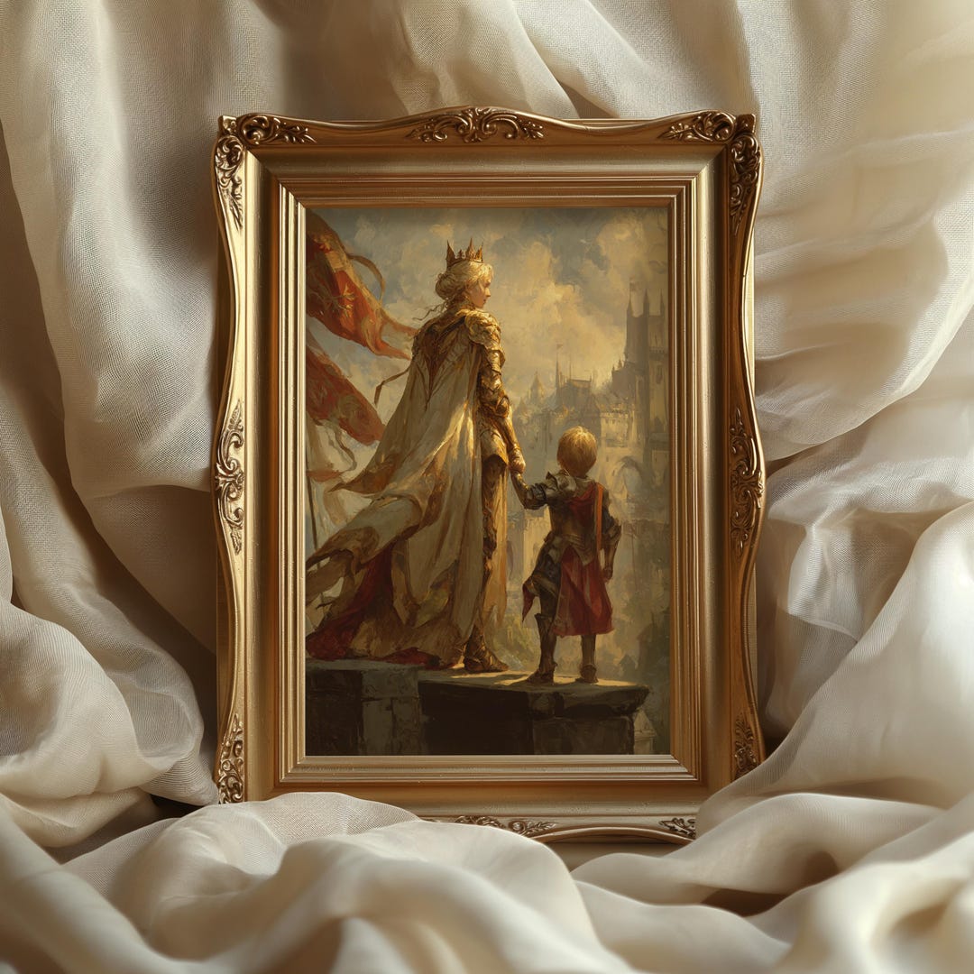 Medieval Queen Wall Art: Fantasy Royal Poster With Knight, Castle Theme ...