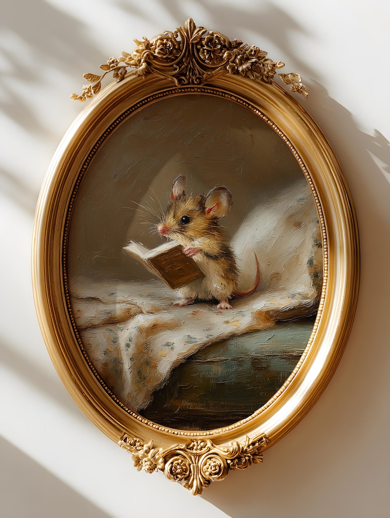 Cute Mouse Reading Book Art Print: Whimsical Cottagecore Decor - Etsy ...