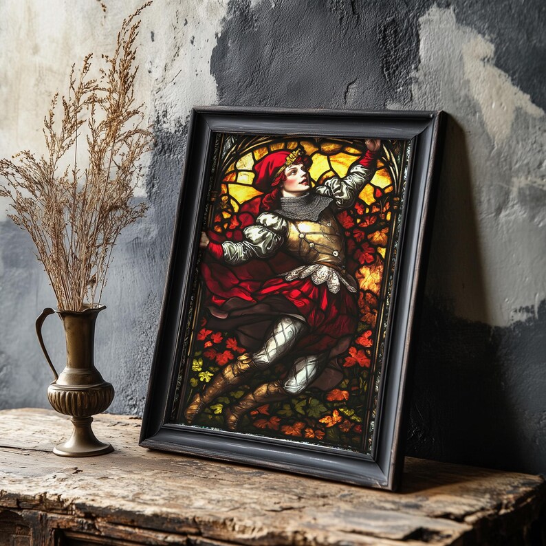 Medieval Jester Poster, Stained Glass Art, Fantasy Wall Decor ...