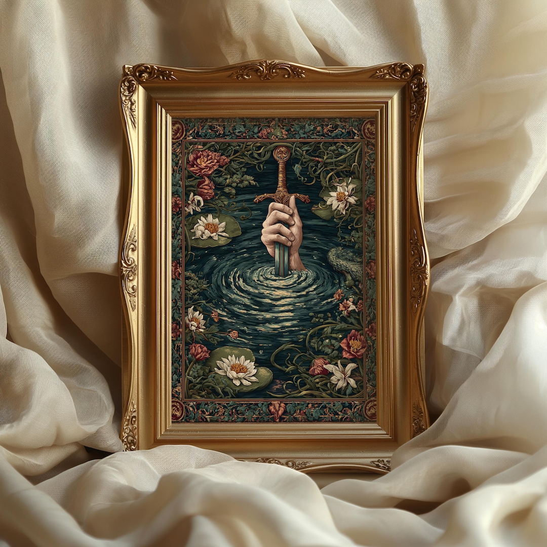Lady of the Lake: King Arthur Excalibur Poster, Medieval Tapestry Print ...