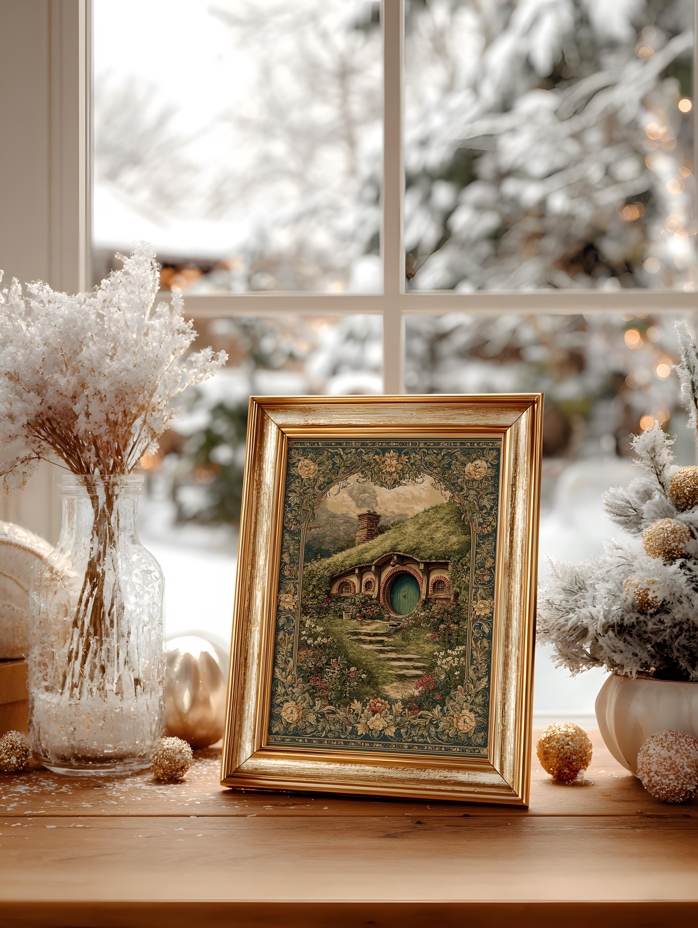 The Shire Art Print: Cozy Earth House Fantasy Cottage - Etsy
