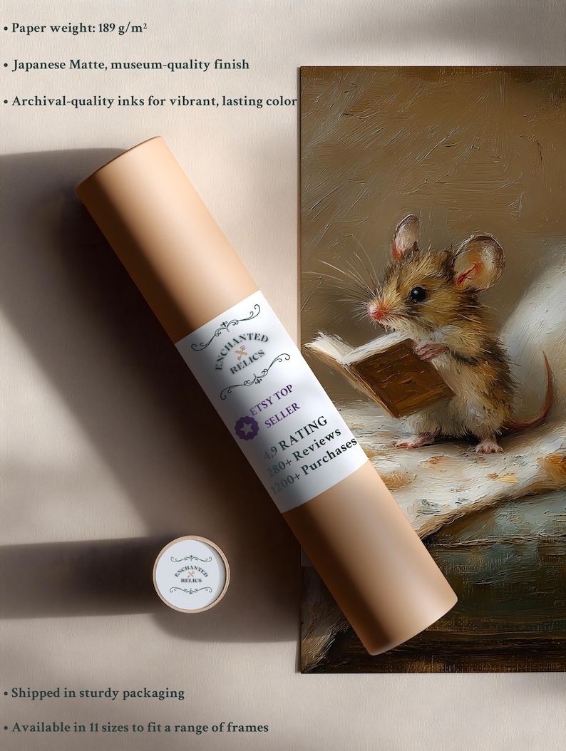 Cute Mouse Reading Book Art Print: Whimsical Cottagecore Decor - Etsy ...