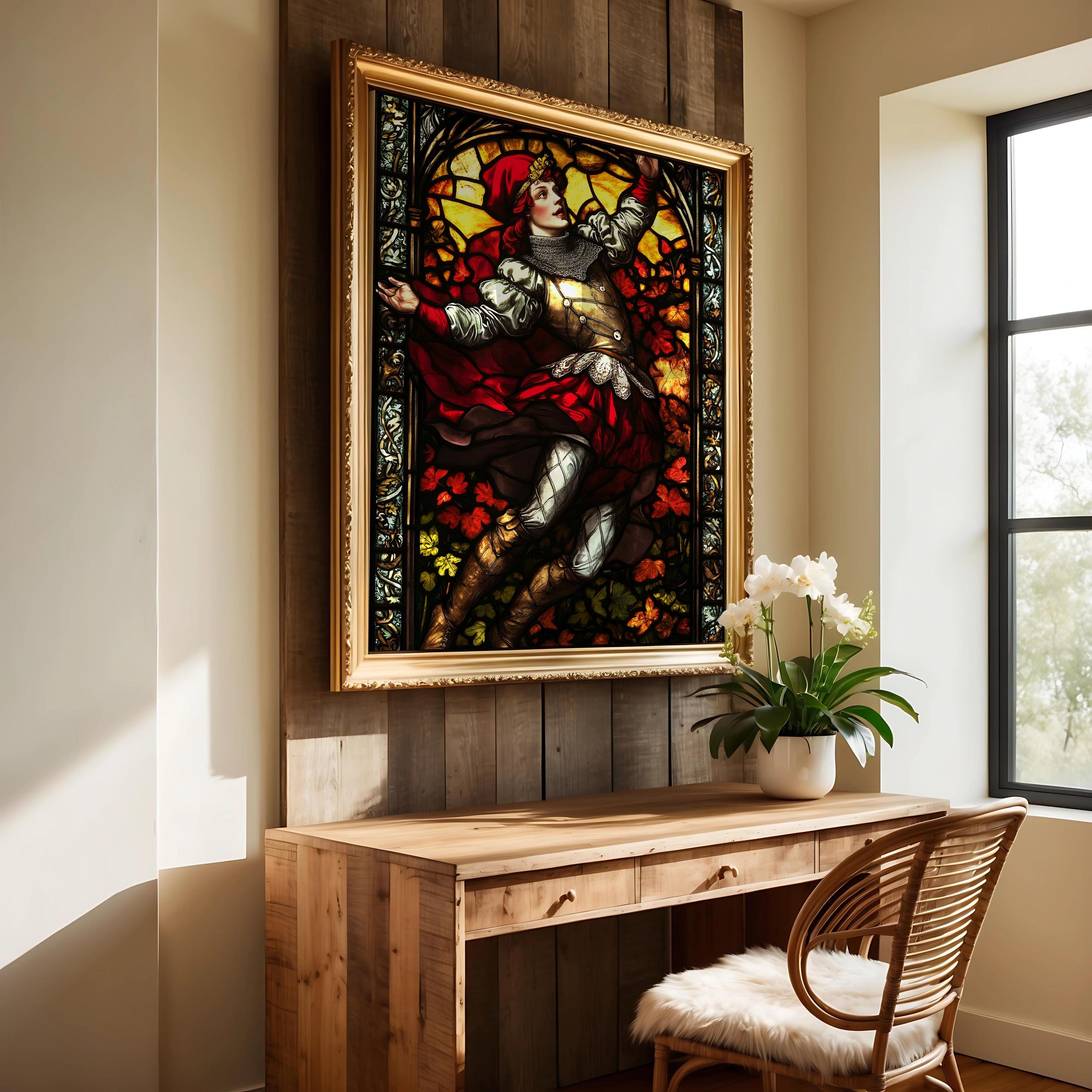 Medieval Jester Poster, Stained Glass Art, Fantasy Wall Decor ...