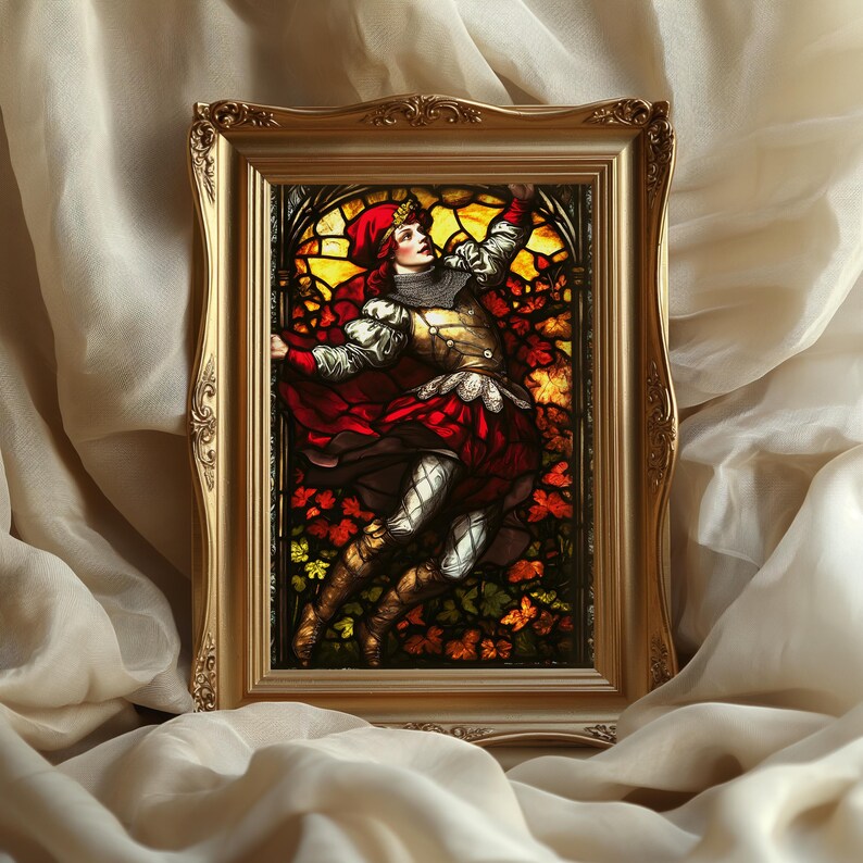 Medieval Jester Poster, Stained Glass Art, Fantasy Wall Decor ...