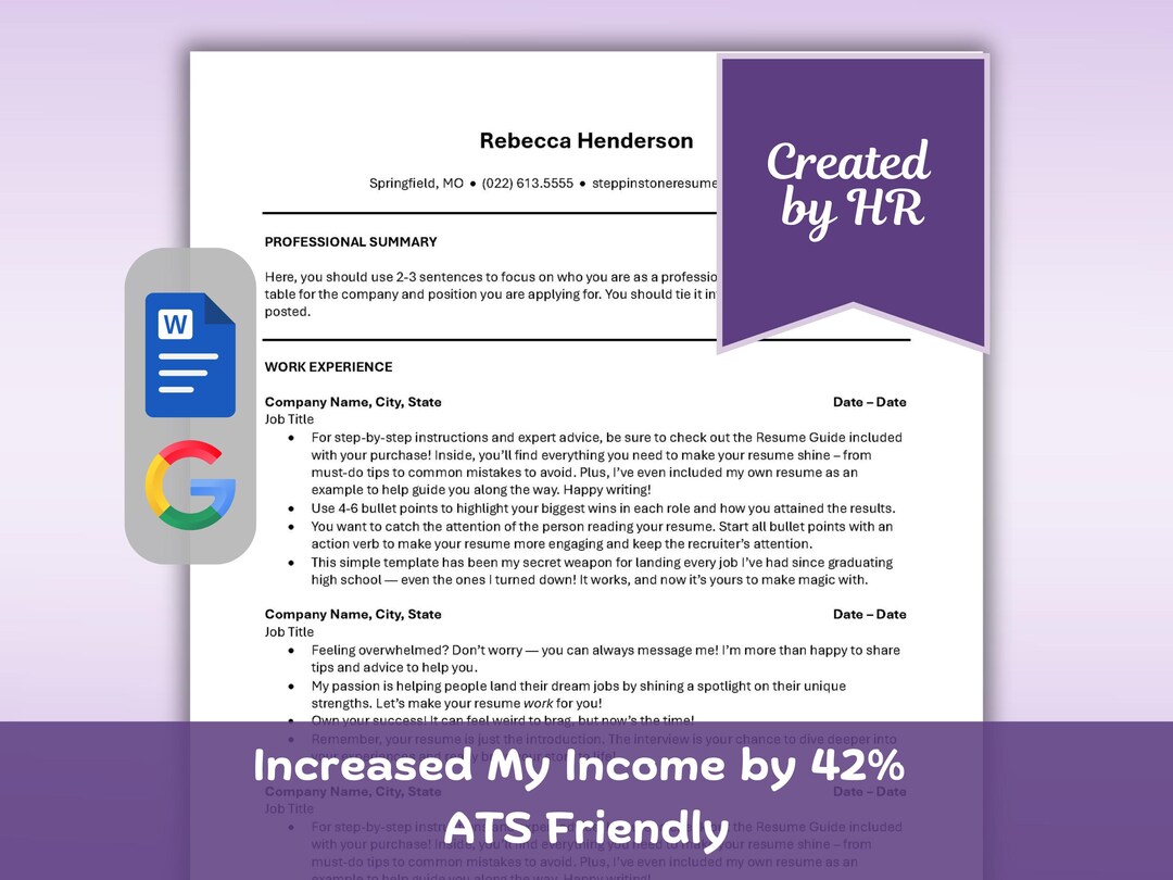 Proven Resume Template - Increase Your Income, Land the Interview - Etsy
