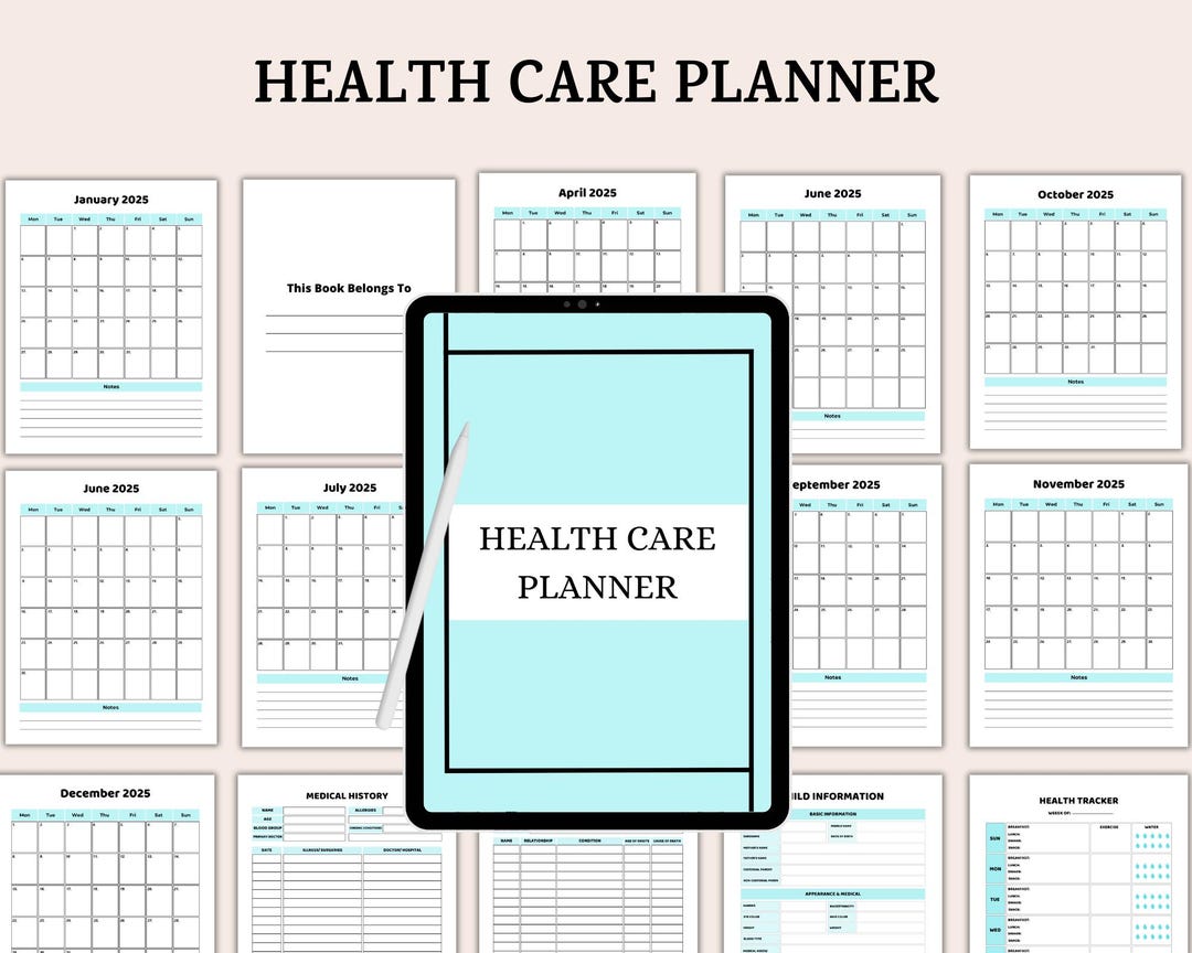 Printable Health Care Planner, Wellness Tracker, Medical Organizer (PDF ...