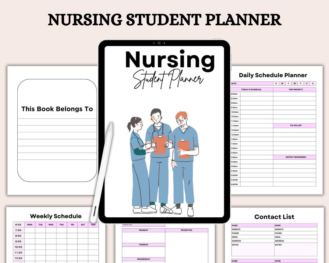 Editable & Printable Nursing Student Planner – Study Schedule, Clinical ...