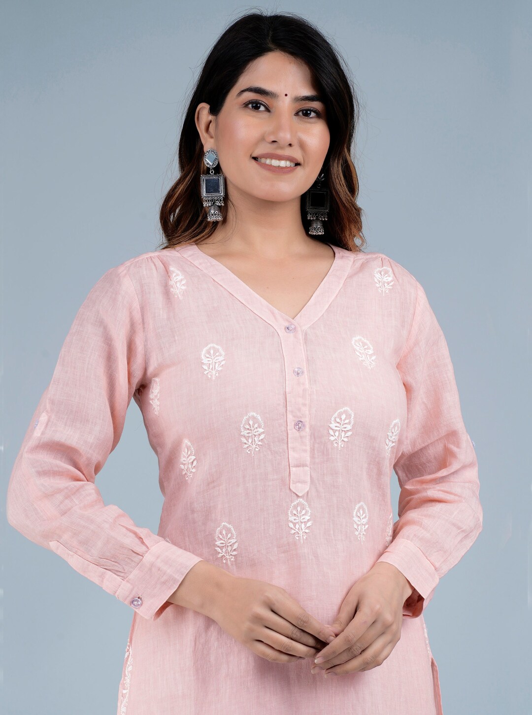 Ayurvastram KALAPI Linen-cotton Hand Embroidered Tunic Kurti: Made to ...