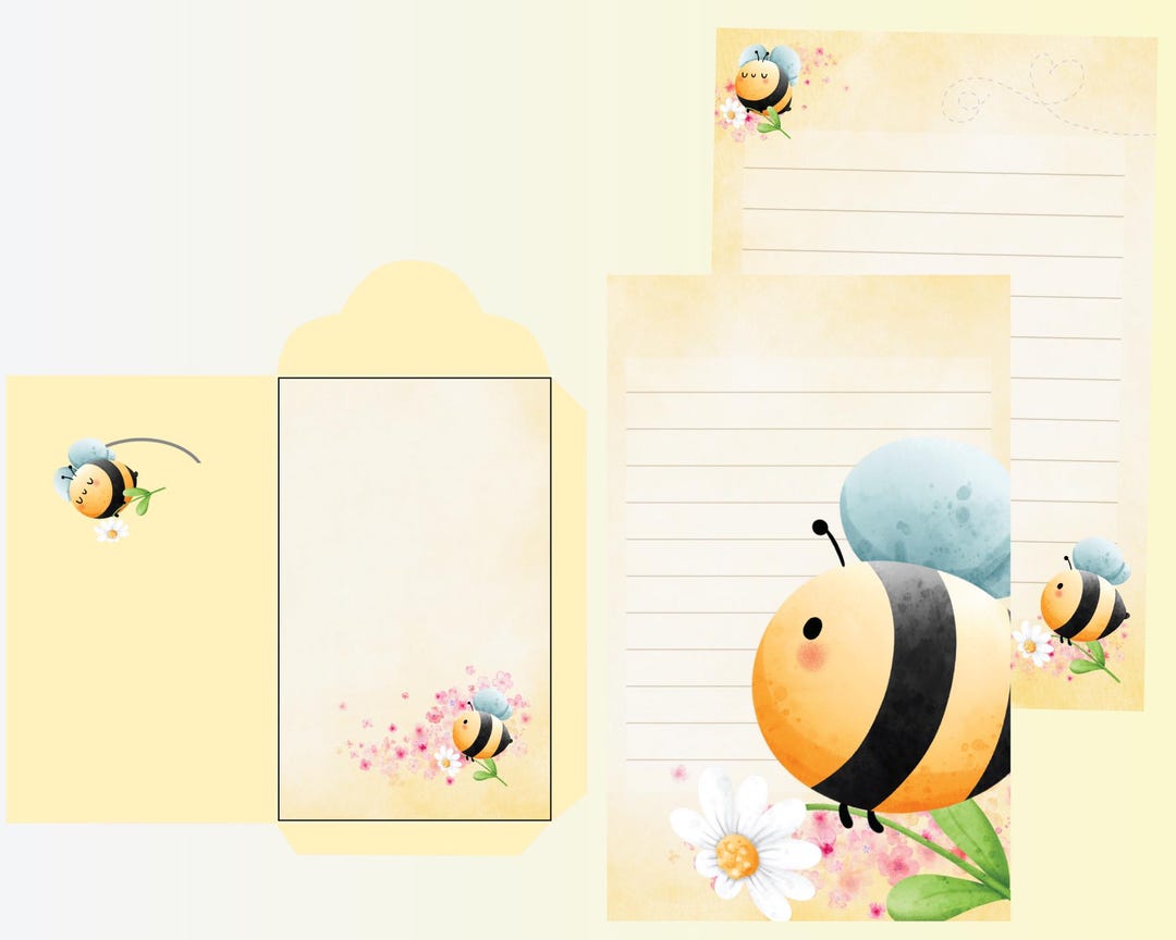 Bee-themed Printable Letter Paper & Envelope Set - Etsy