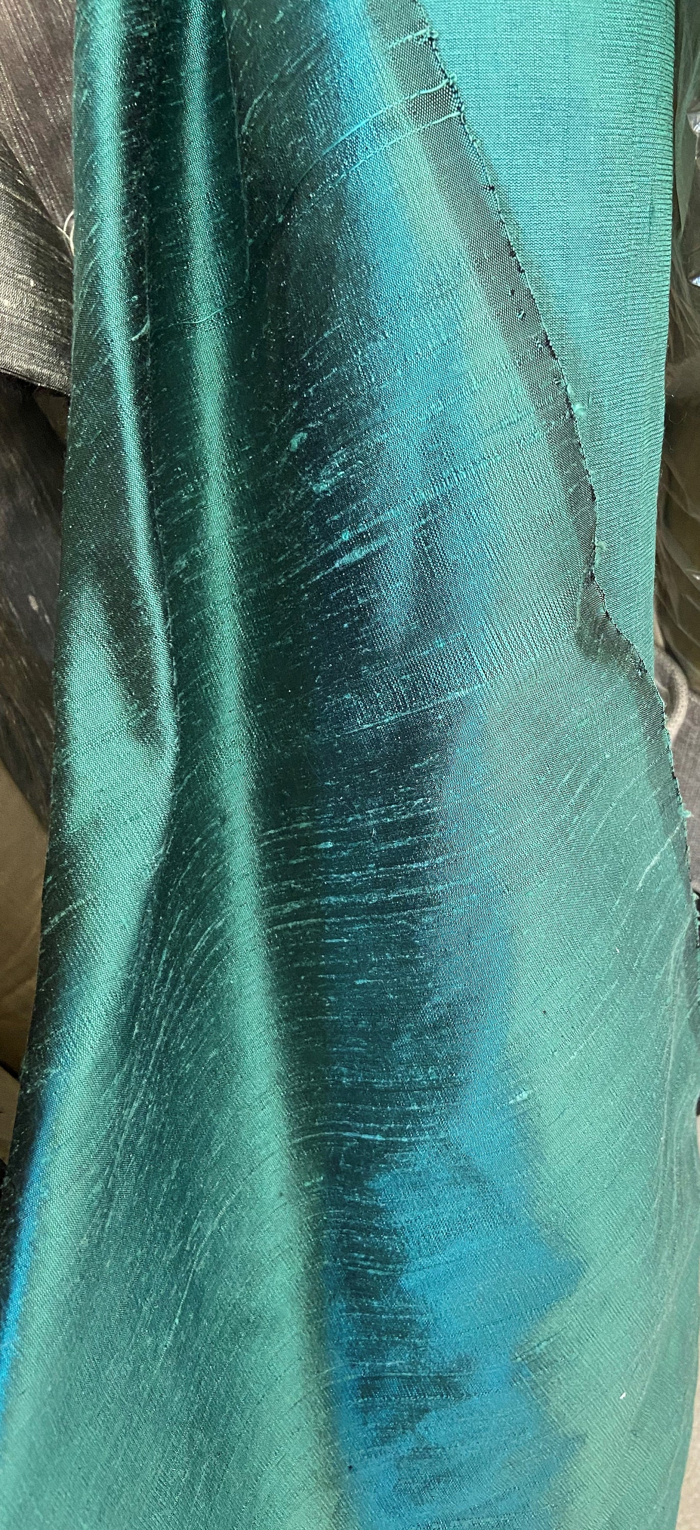 Green 100% dupioni silk fabric yardage By the Yard 45 wide FREE SHIPPING