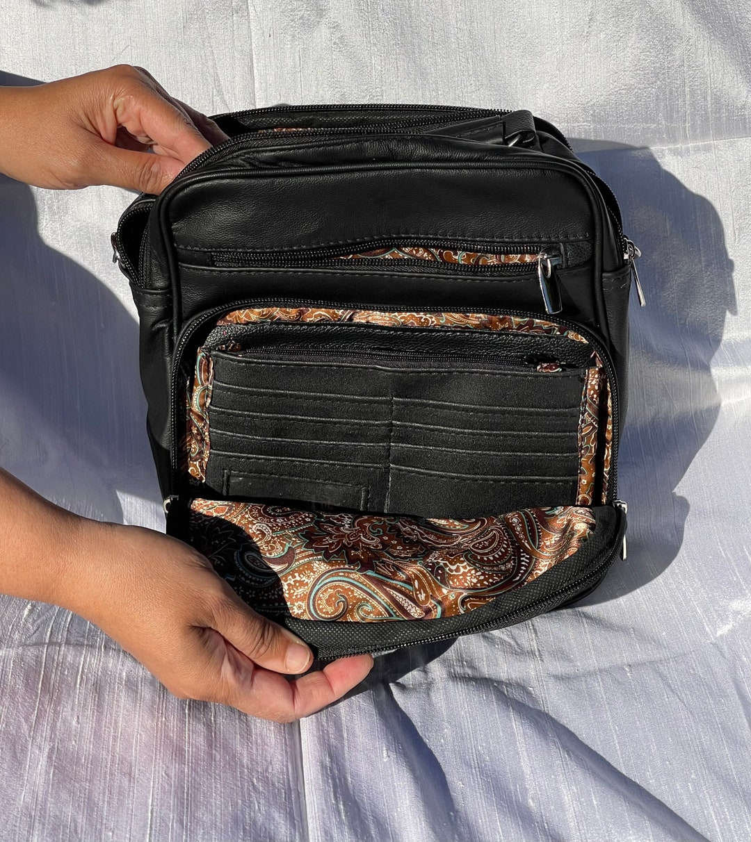 Leather Black Square Purse Bag Leather Purse Crossbody Built - Etsy