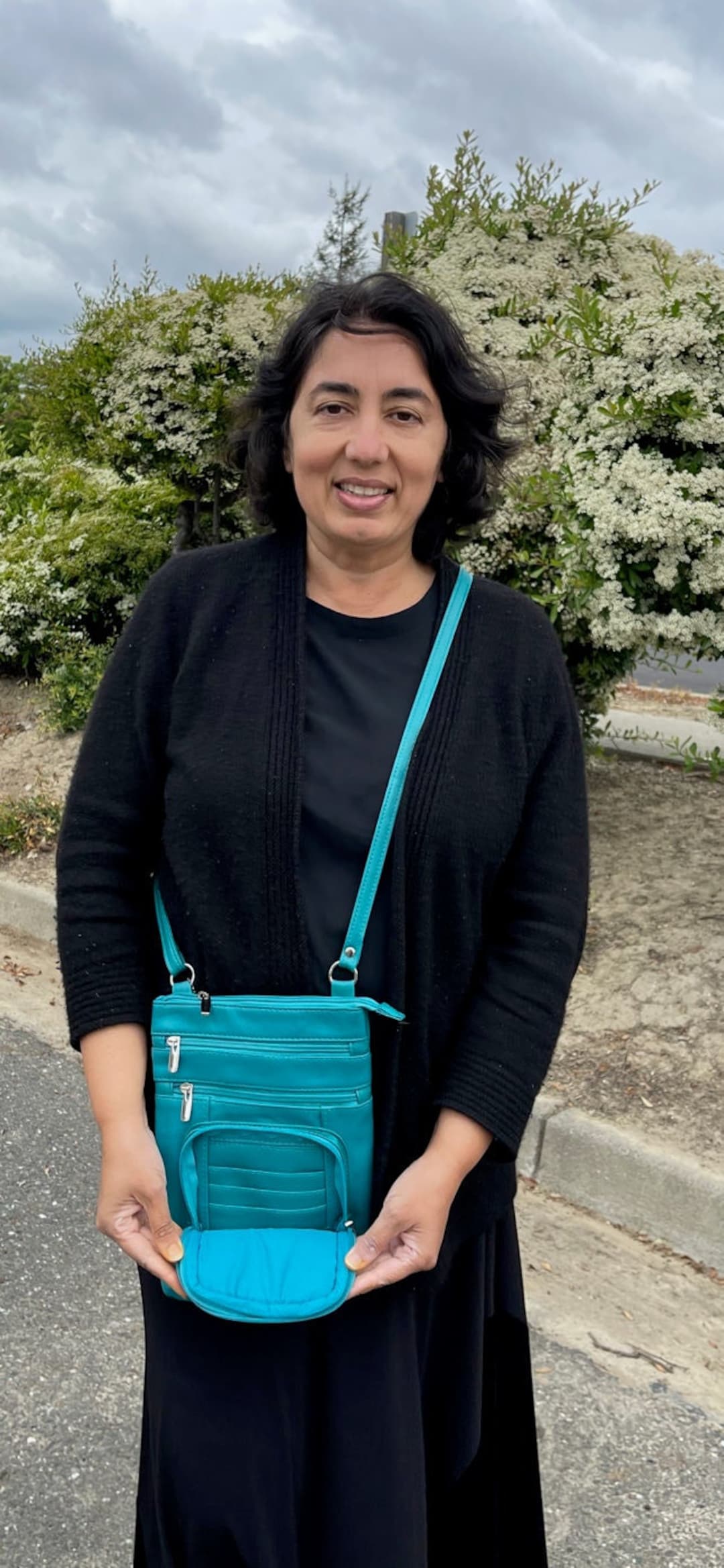 Leather Turquoise Smart Cell Purse Bag Leather Purse Crossbody Built in ...