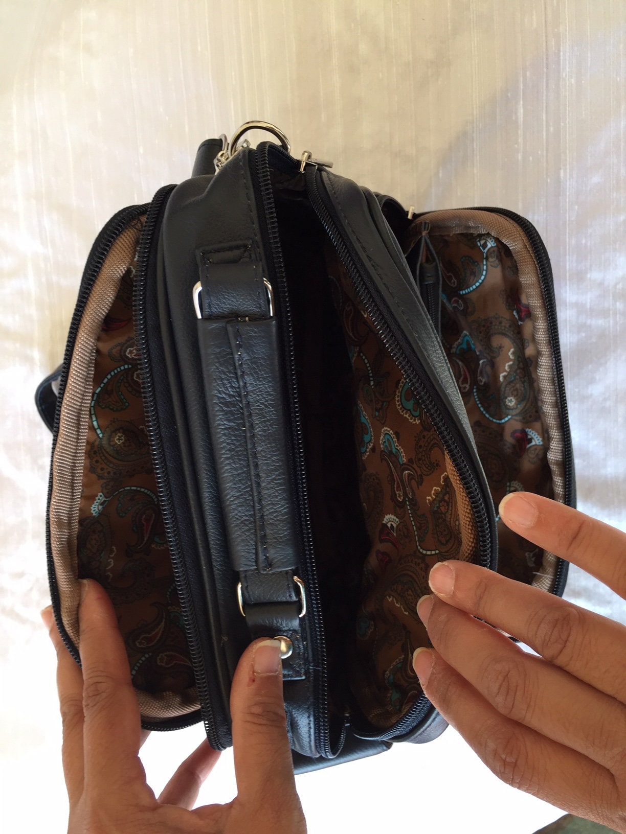 Leather navy square purse bag Leather purse crossbody built in wallet ...