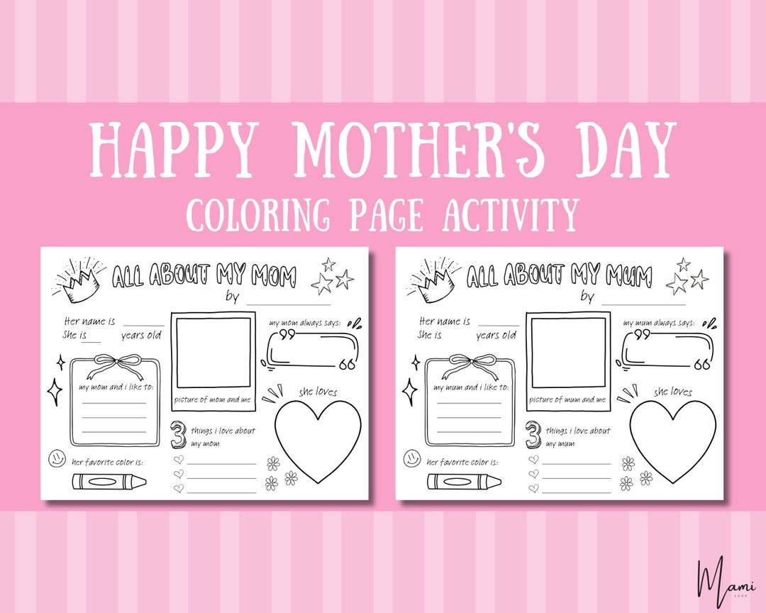 Mother's Day Printable, Mothers Day Gift, Card for Mum, Activity Page ...