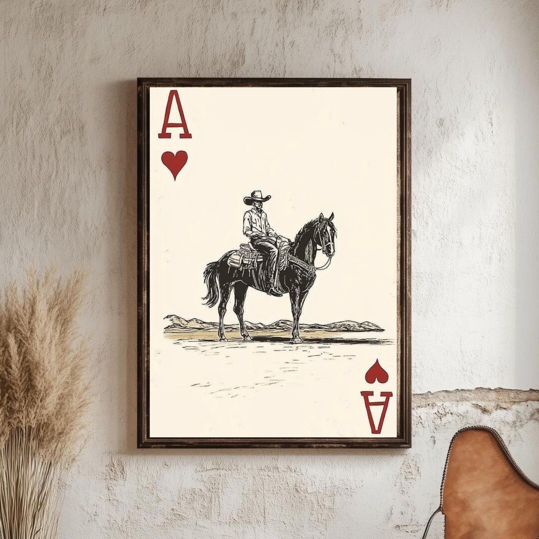 Cowboy Playing Card Art | Western Rider Illustration | Print Ace of the ...