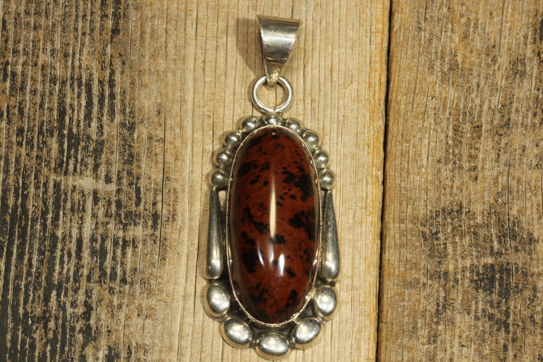 Vintage Mexico Sterling Silver Jasper Pendant, Large Fine Mexican ...