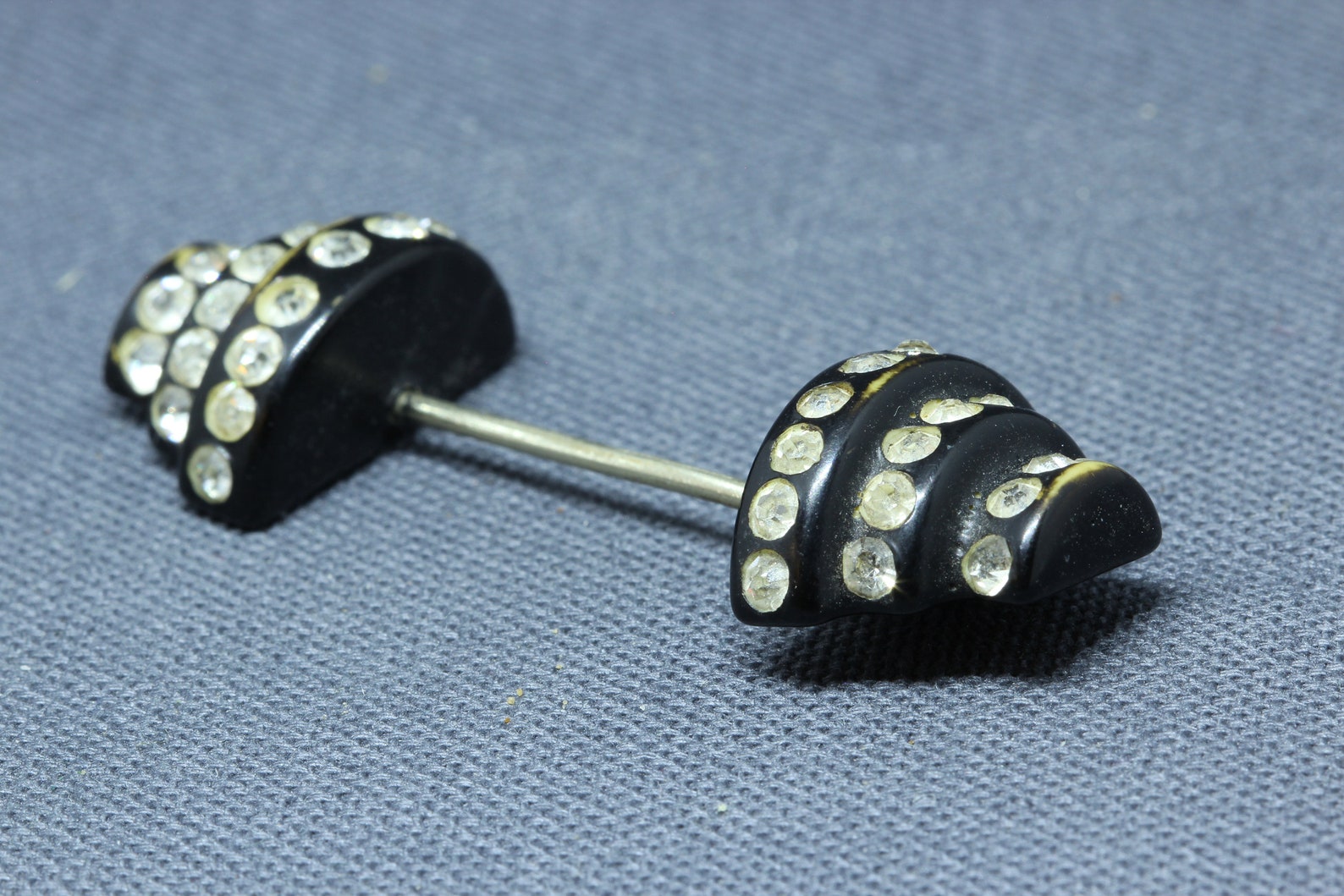Art Deco Bakelite Jabot Pin-antique Black Bakelite Rhinestone Pin - Etsy