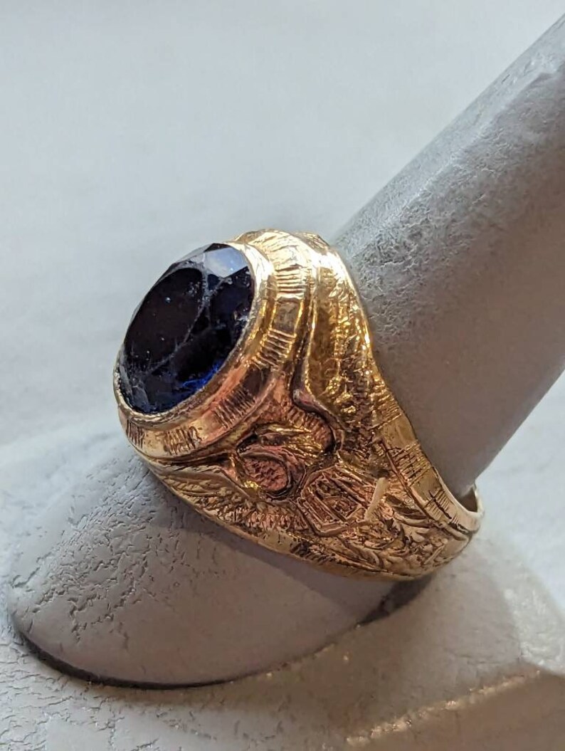 US Navy Sterling Silver 14k GP Ring-art Deco Men's Navy - Etsy