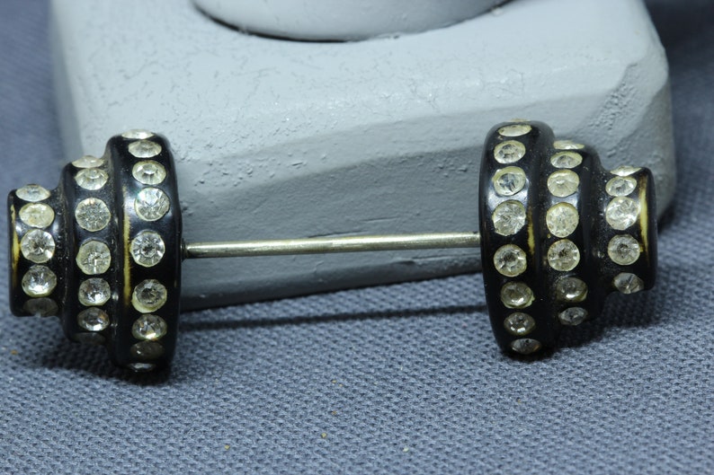 Art Deco Bakelite Jabot Pin-antique Black Bakelite Rhinestone Pin - Etsy