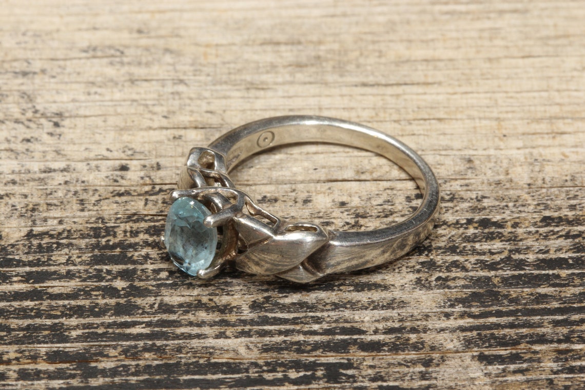 AVON Sterling Silver Blue Topaz Ladies Ring Vintage Signed | Etsy