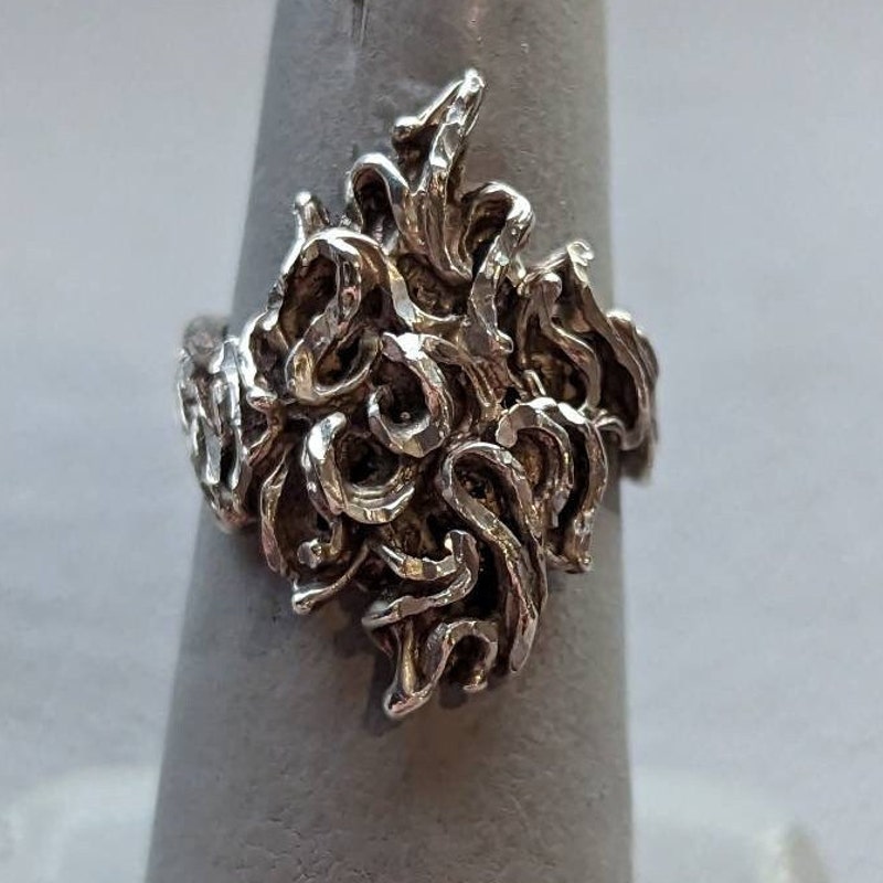 Brutalist Silver Ring - Etsy