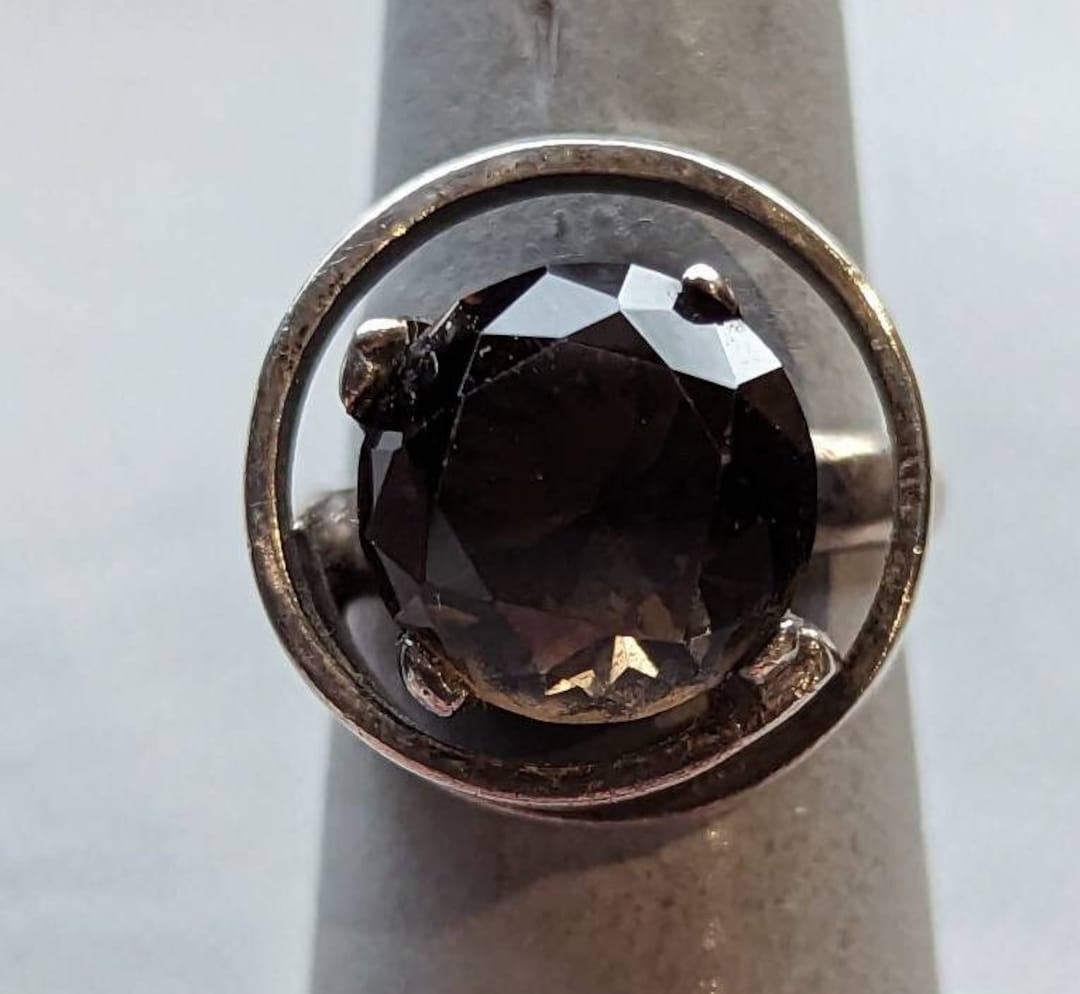 Taxco Mexico Modernist Ring-fine 925 Sterling Silver Smoky Topaz Ring ...