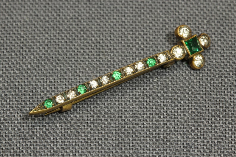 Antique Halley's Comet Emerald Diamond Paste Bar Pin | Etsy