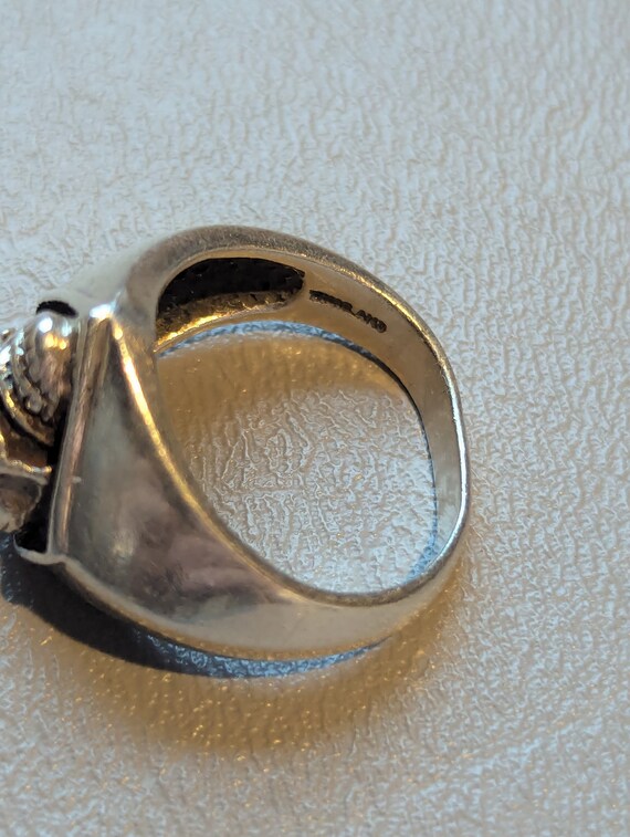 Vintage HAN Men's Sterling Silver Skull Biker Ring - … - Gem