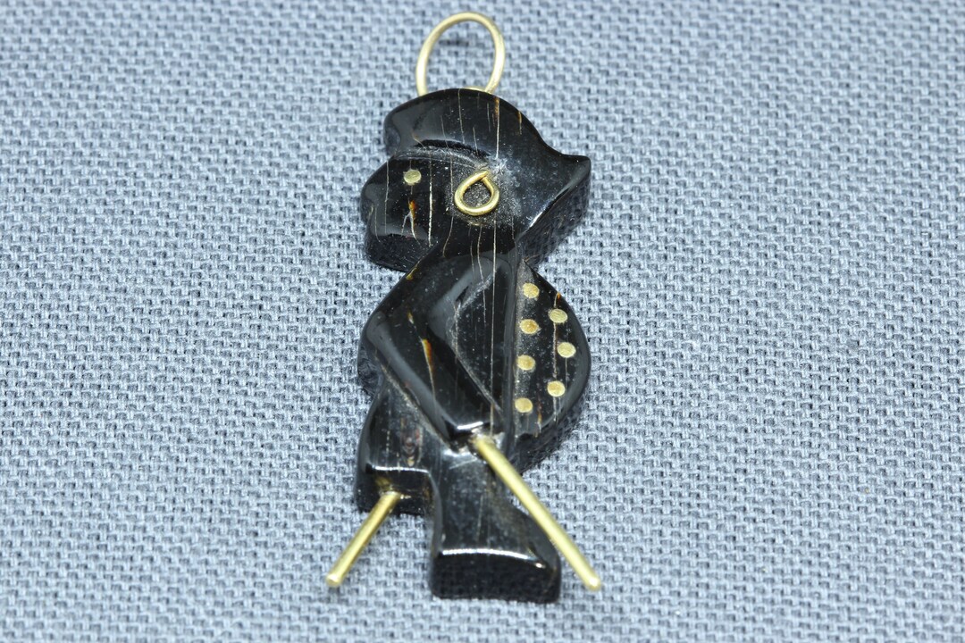 Ebony 18k Gold Blackamoor Pendant Signed Ebony Gold Pendant Vintage