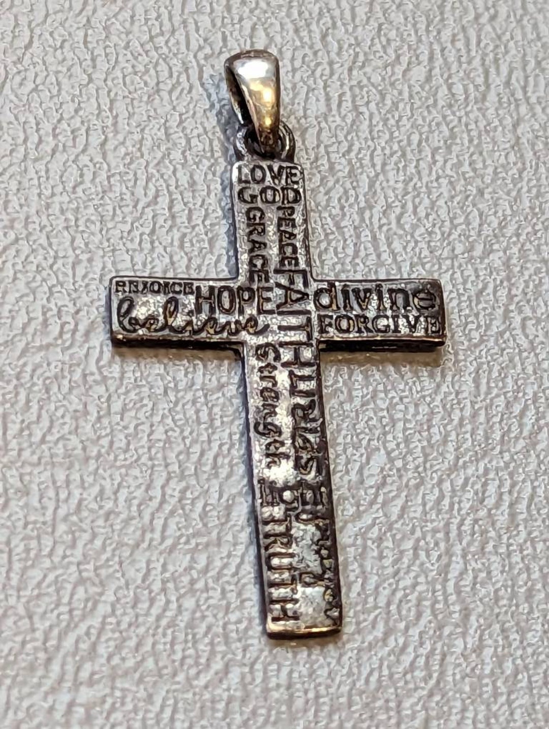Marsala Sterling Silver Cross-signed Vintage Cross-words of Christian ...