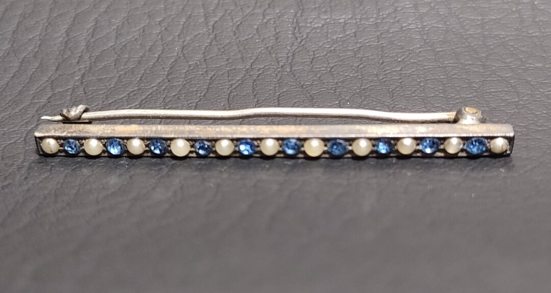 Antique Sapphire Paste Pin-victorian Sterling Silver Bar Pin Brooch ...