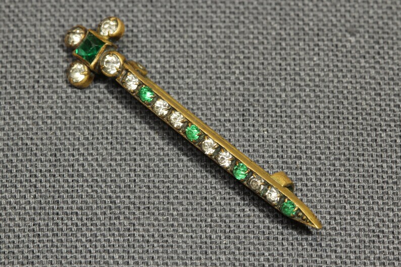 Antique Halley's Comet Emerald Diamond Paste Bar Pin | Etsy