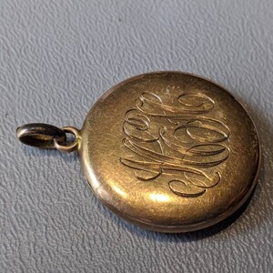 Edwardian Monogrammed "meh" Locket - Antique Gold Filled Round Engraved ...