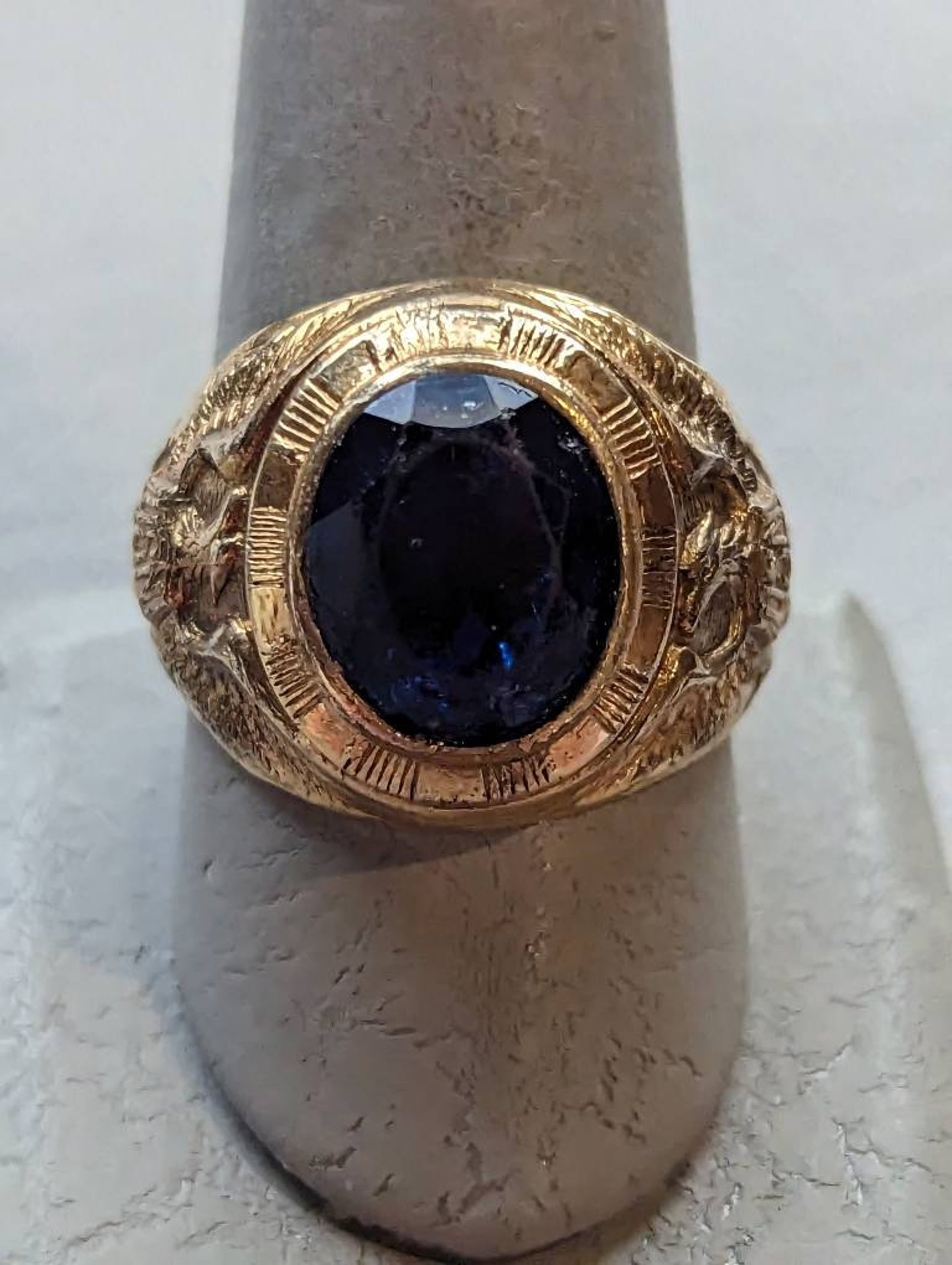 US Navy Sterling Silver 14k GP Ring-art Deco Men's Navy - Etsy