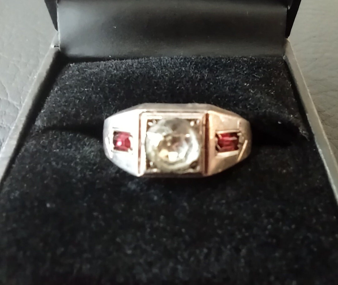 Men's Art Deco Ring-antique Signed Clarks & Coombs Sterling Silver Ruby ...