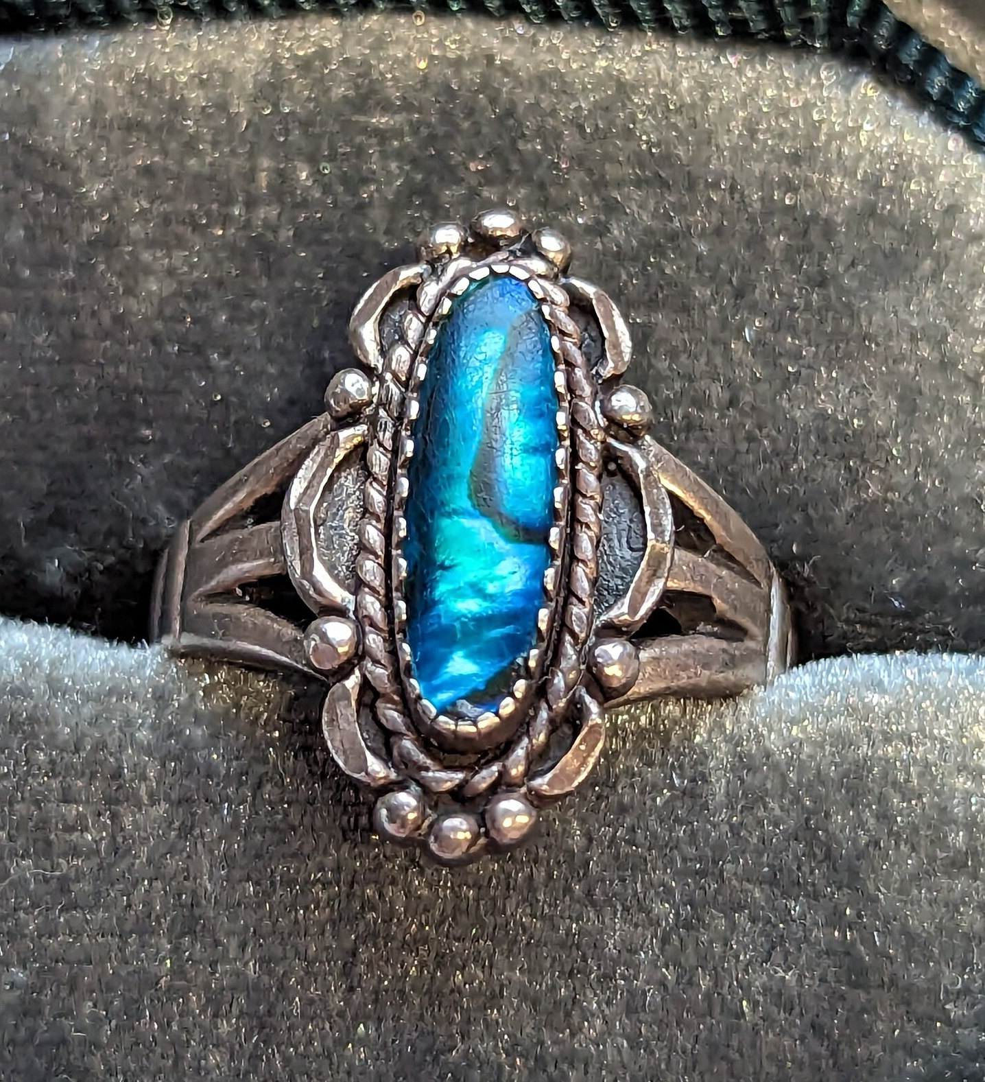 Vintage Sterling Silver Paua Shell Ring-signed WM Wheeler Southwestern ...