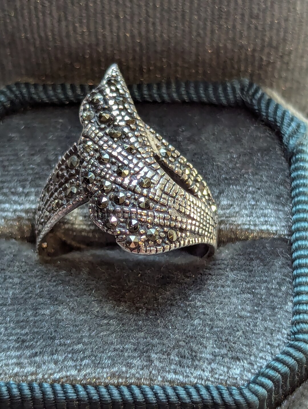 Art Deco Style Sterling Silver Marcasite Ring - Gifts for Women - Size ...