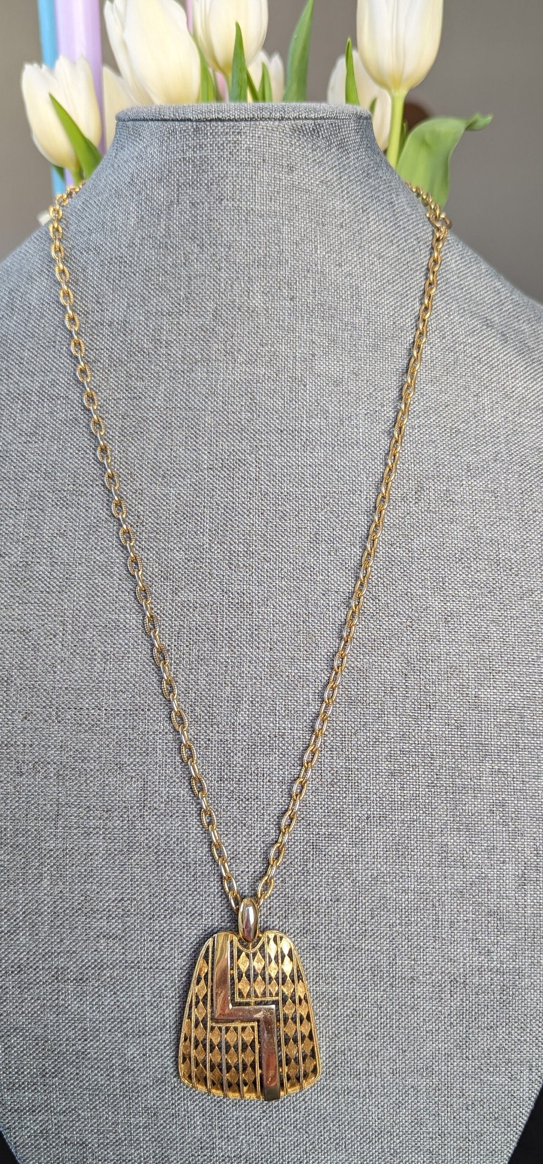 1970s Crown Trifari Pendant Necklace-mid-century Modern Costume Jewelry ...