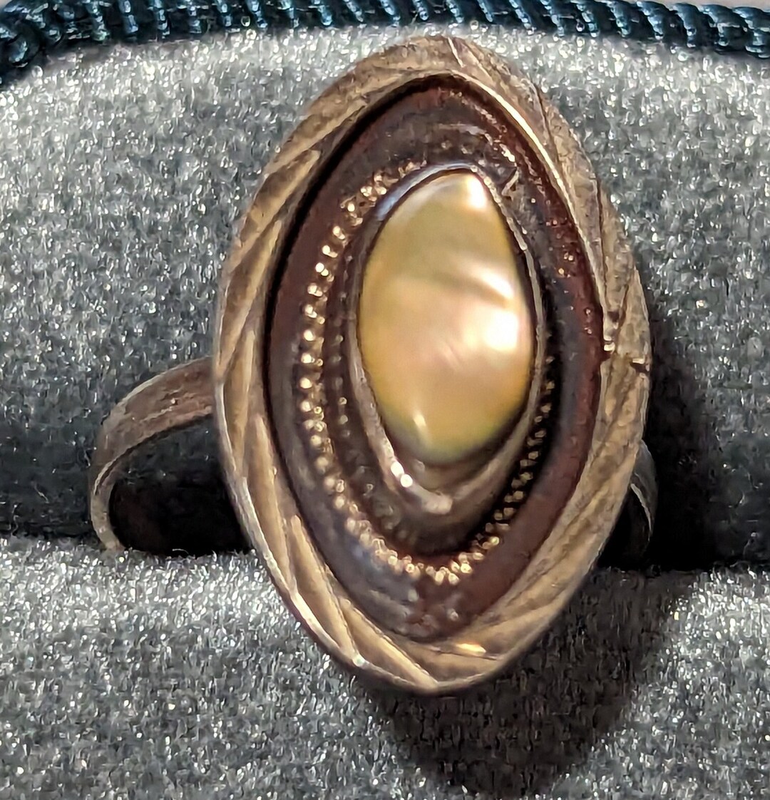 Taxco Mexico Sterling Silver Mother of Pearl Ring-vintage Mexican ...
