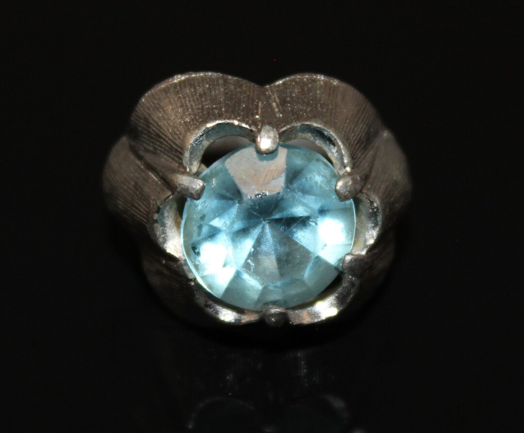 Emmons Cocktail Ring Vintage 1970s Blue Topaz Glass Ring Signed ...