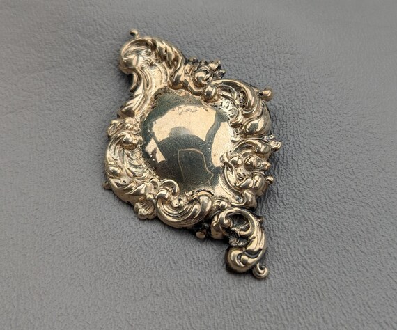 Antique Sterling Silver Brooch-Art Nouveau Engravable… - Gem
