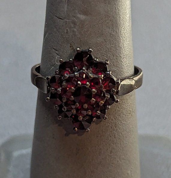 Antique Bohemian Garnet 900 Silver Ring-Art Deco Era … - Gem